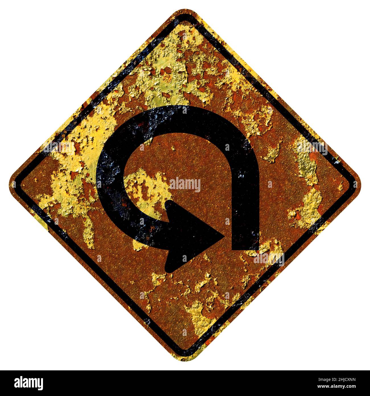Old rusty American road sign - 270 degree loop Stock Photo - Alamy