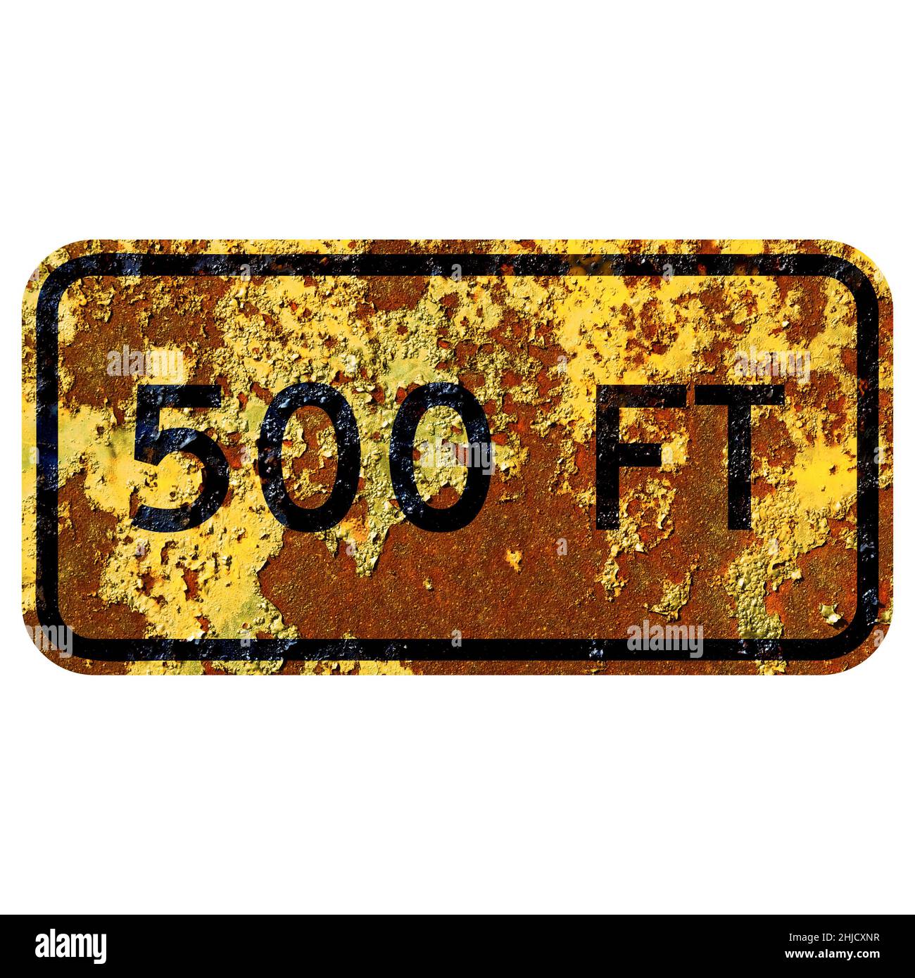 Old rusty American road sign - 500 feet alternative Stock Photo - Alamy