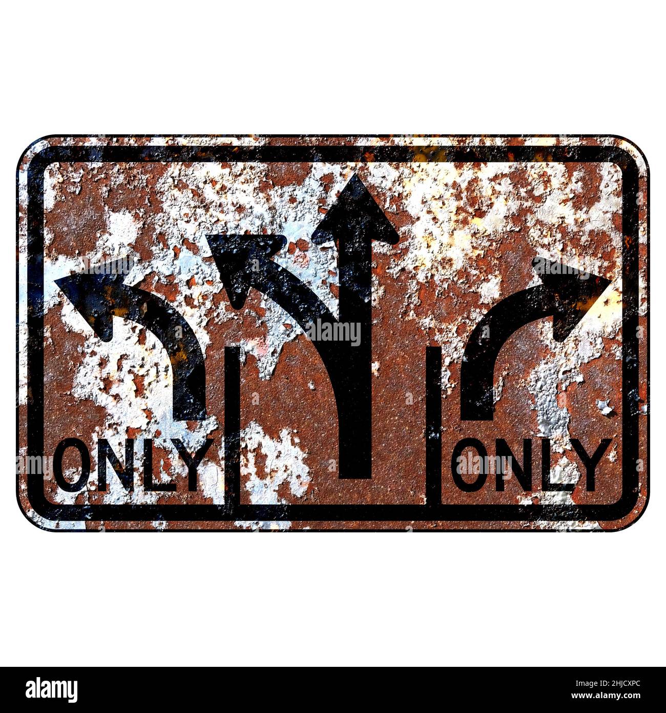 Old rusty American road sign - Advanced Intersection Lane control sign ...