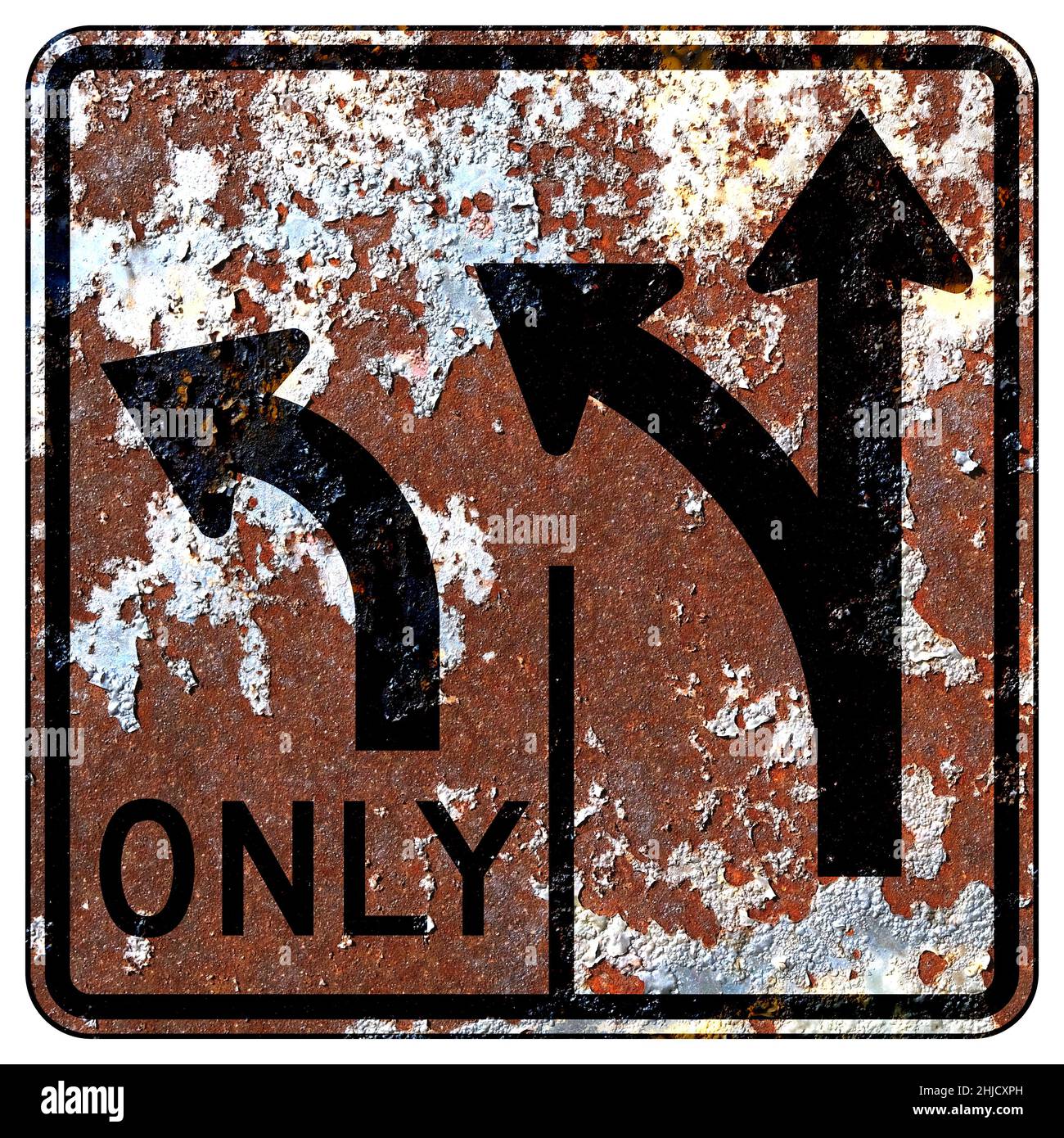 Old rusty American road sign - Advanced Intersection control sign Stock ...