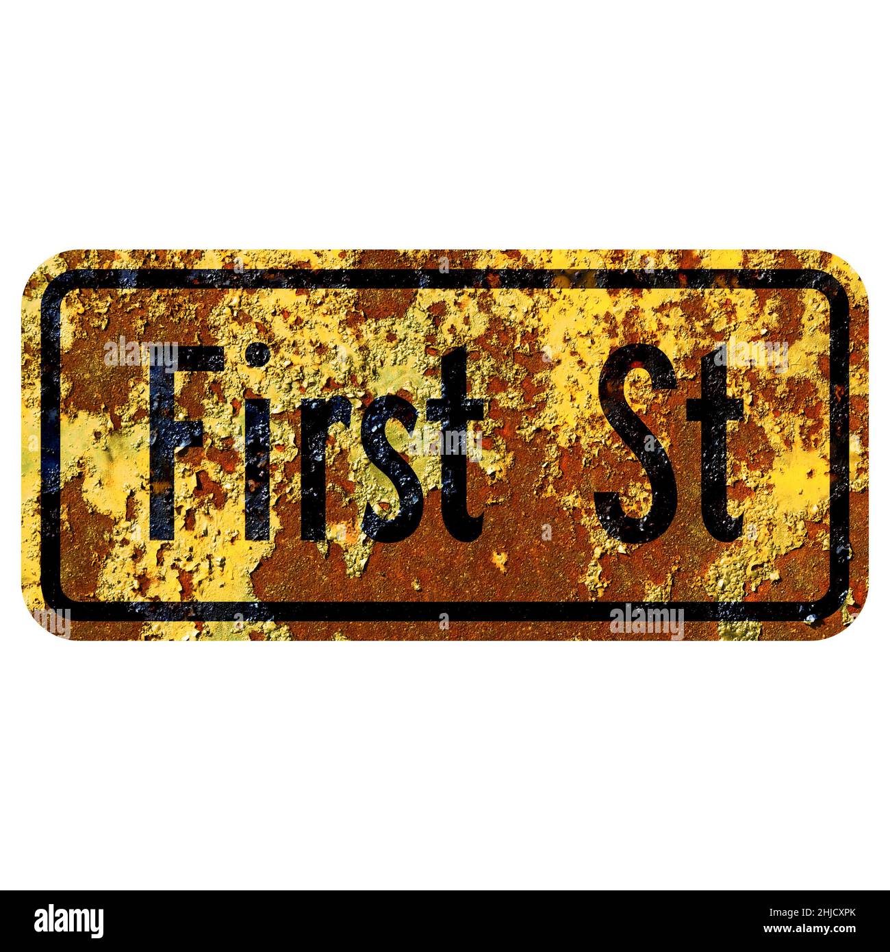 Old rusty American road sign - Advance street name Stock Photo - Alamy
