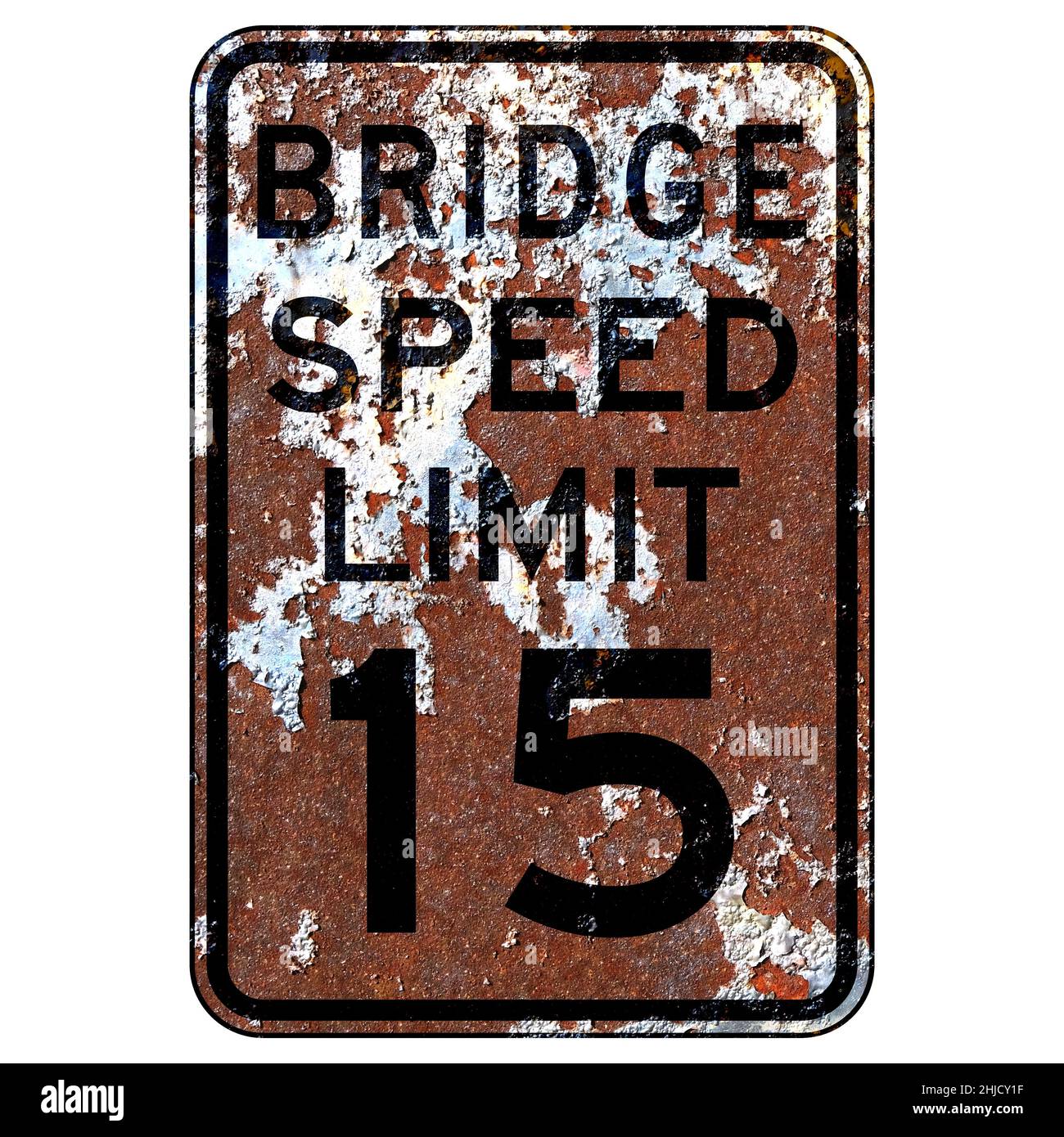 Old rusty American road sign - Bridge speed limit Minnesota Stock Photo ...