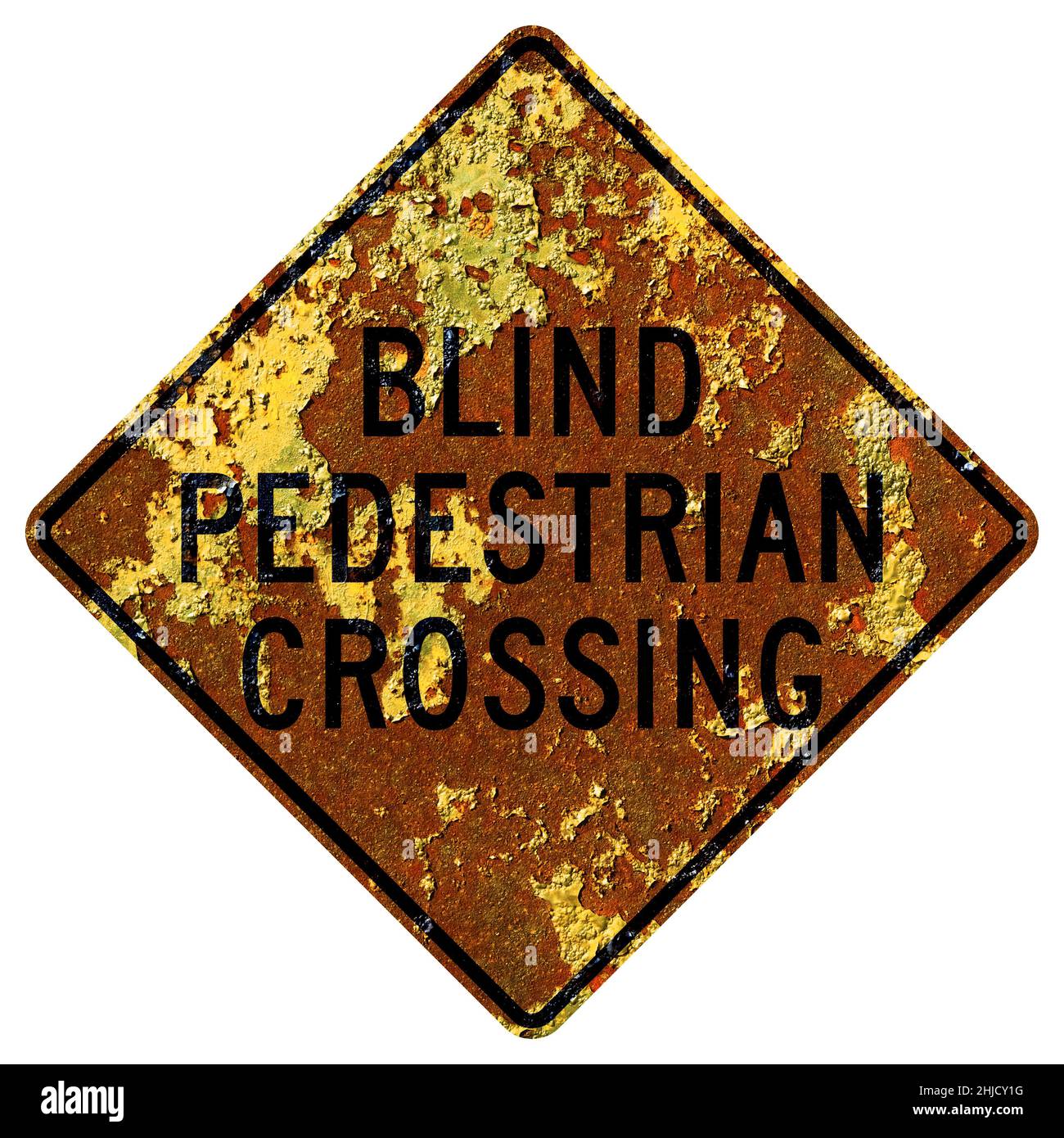 Old rusty American road sign - Blind pedestrian crossing Stock Photo ...