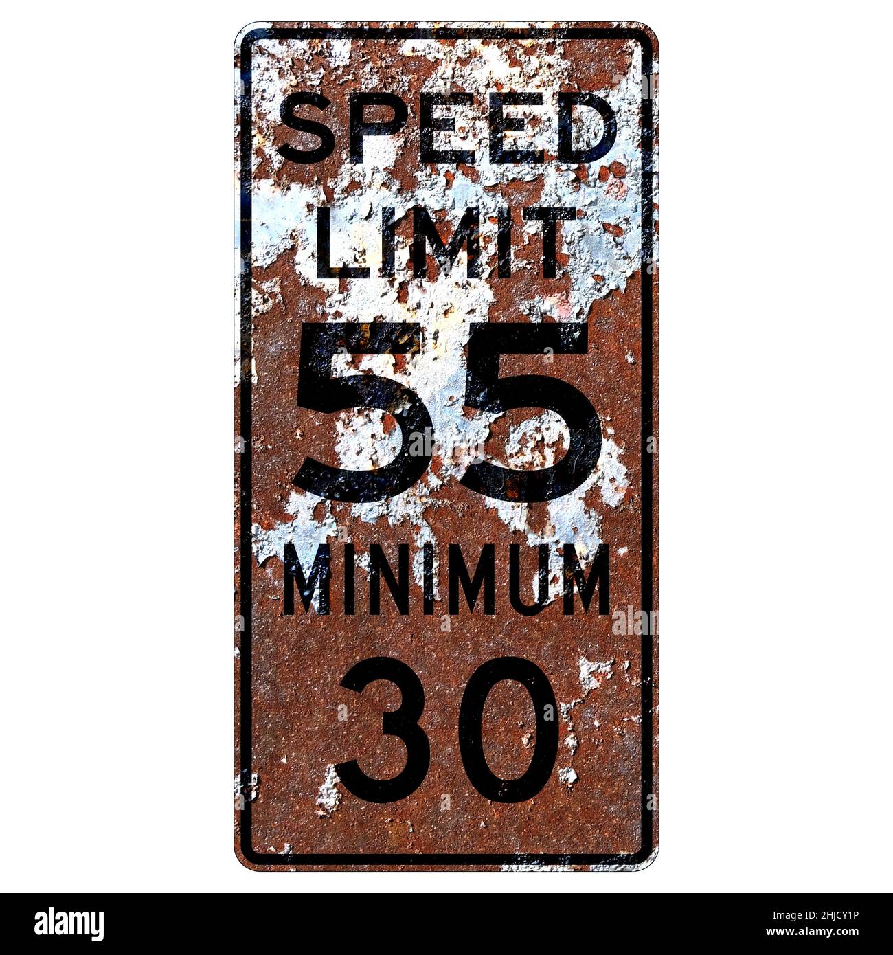 Old rusty American road sign - Combined Speed Limit Stock Photo - Alamy
