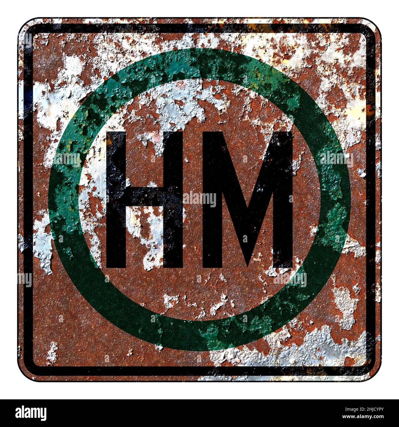 Old rusty American road sign - Hazardous Material Route Stock Photo - Alamy
