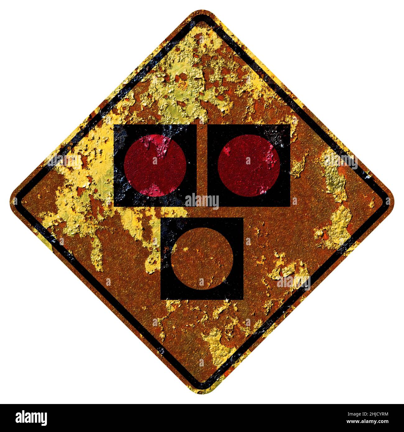 Old rusty American road sign - HAWK beacon ahead, Delaware Stock Photo ...