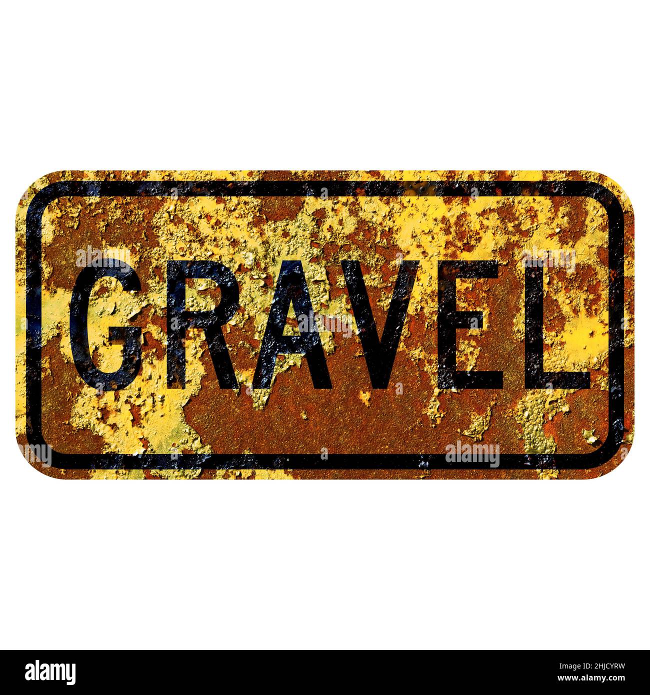 Old rusty American road sign - Grawel Stock Photo - Alamy
