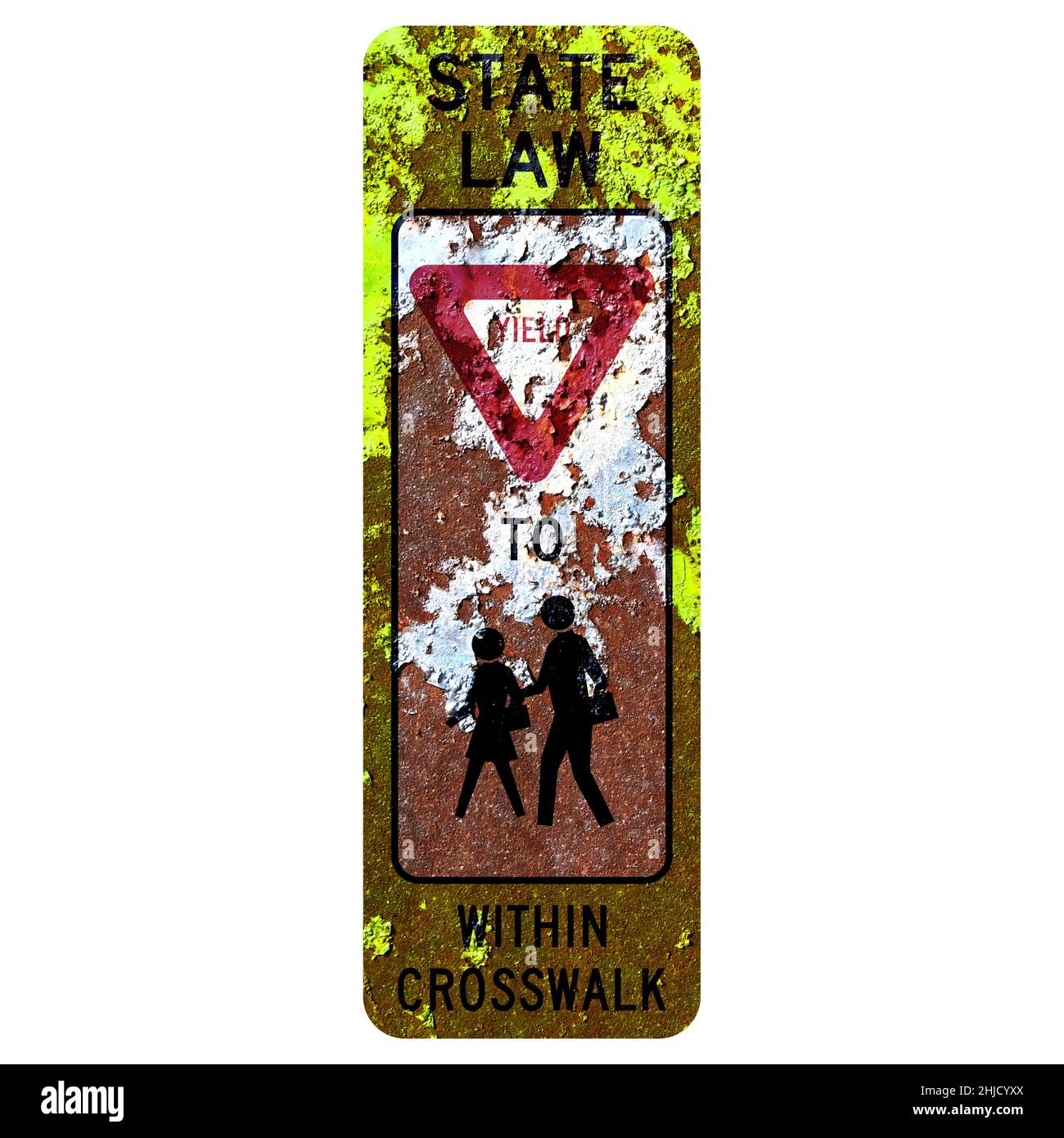 Old rusty American road sign - In-Street School Crossing Stock Photo ...