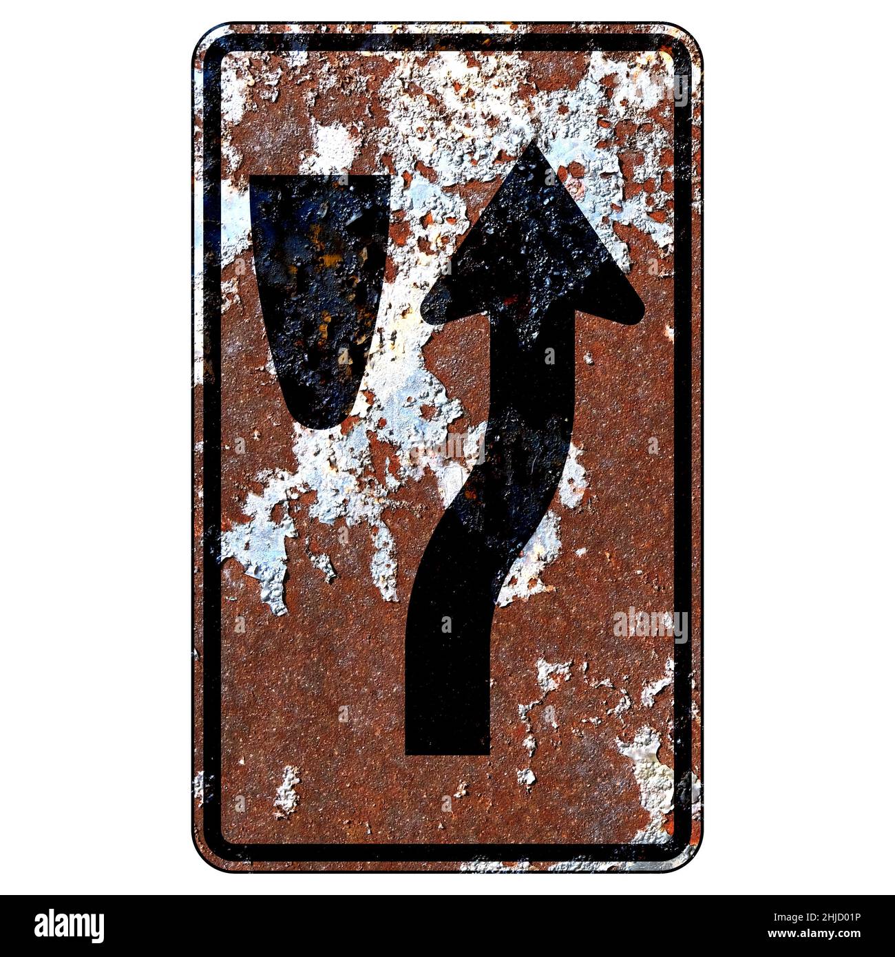 Old rusty American road sign - Keep right - median island less than 4 ...