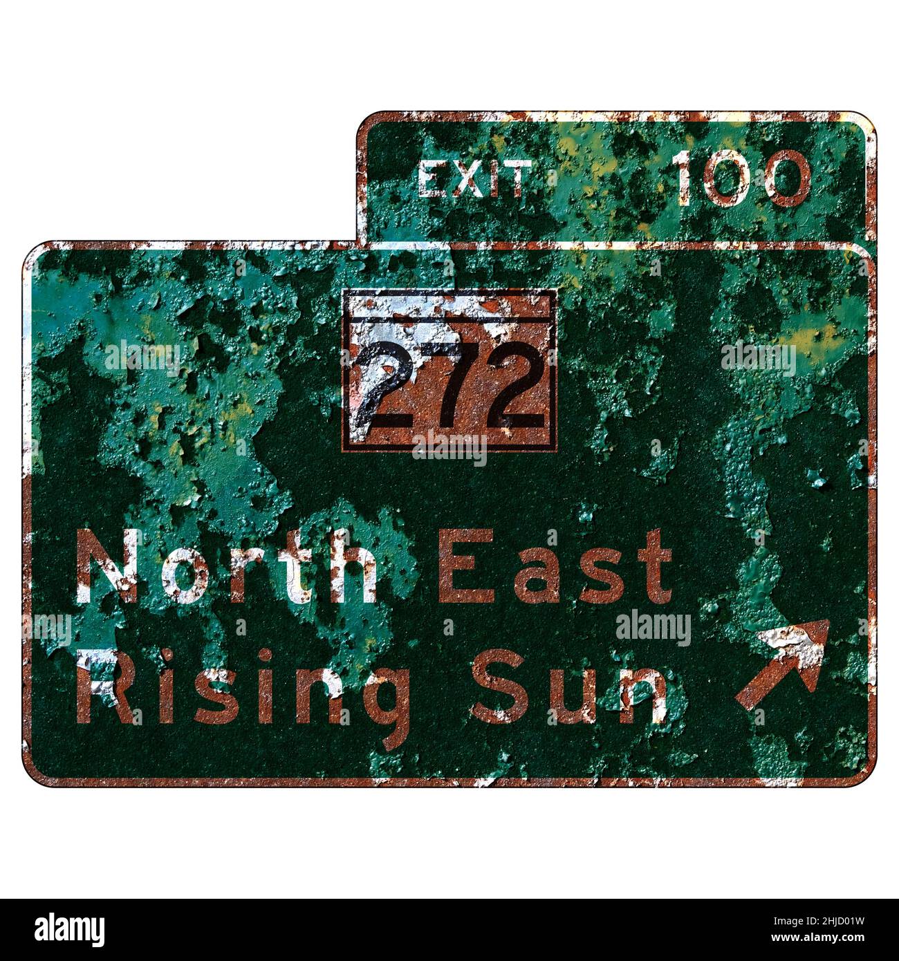 Old rusty American road sign - Interchange exit direction, Maryland ...