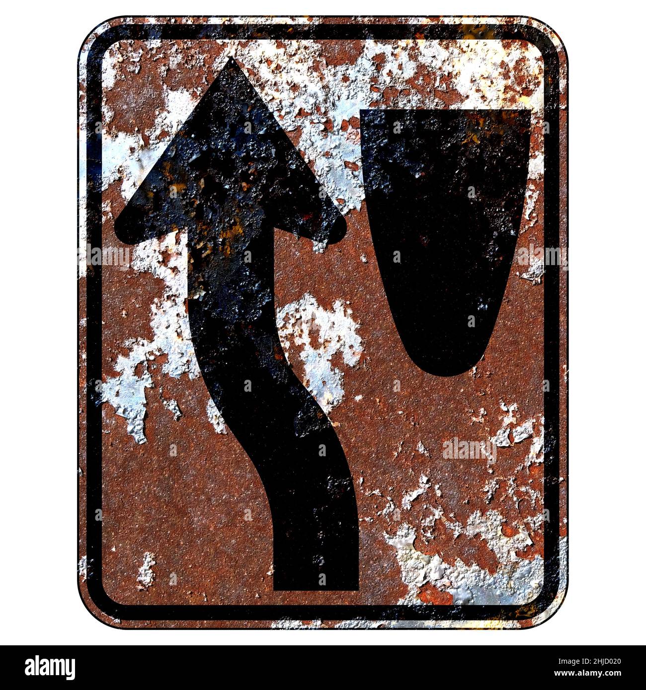 Old rusty American road sign - Keep left Stock Photo - Alamy