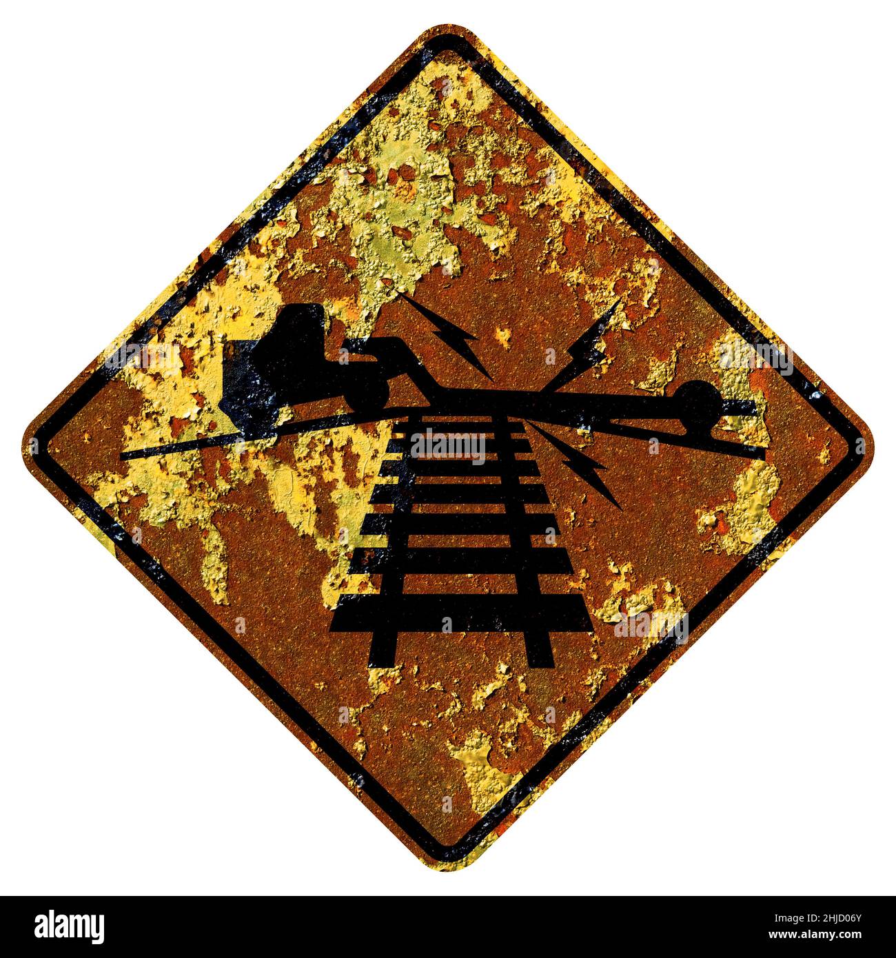 Old rusty American road sign - Low ground clearance railroad crossing ...