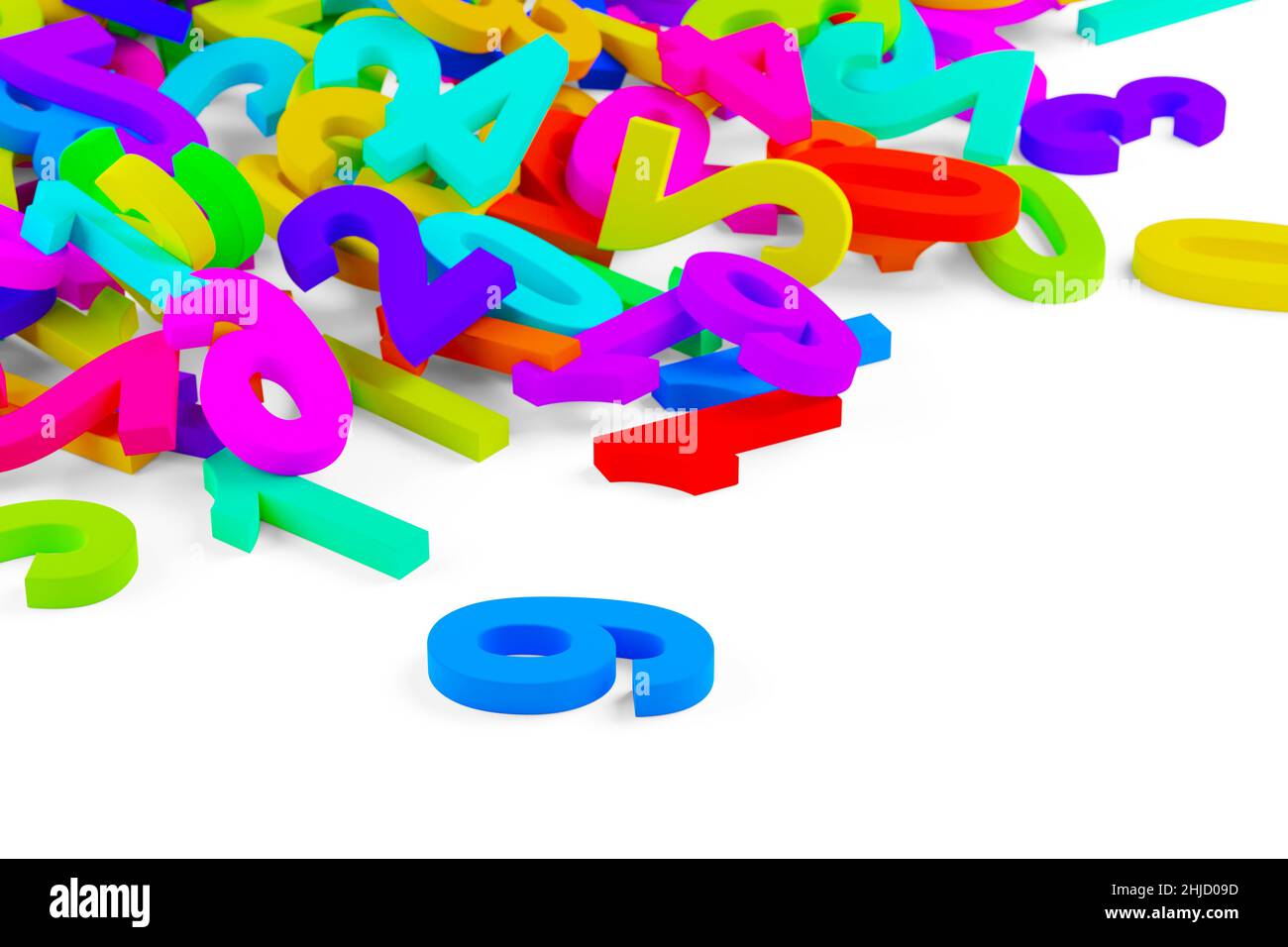 Colorful spectrum rainbow colored random digit numbers heap background ...