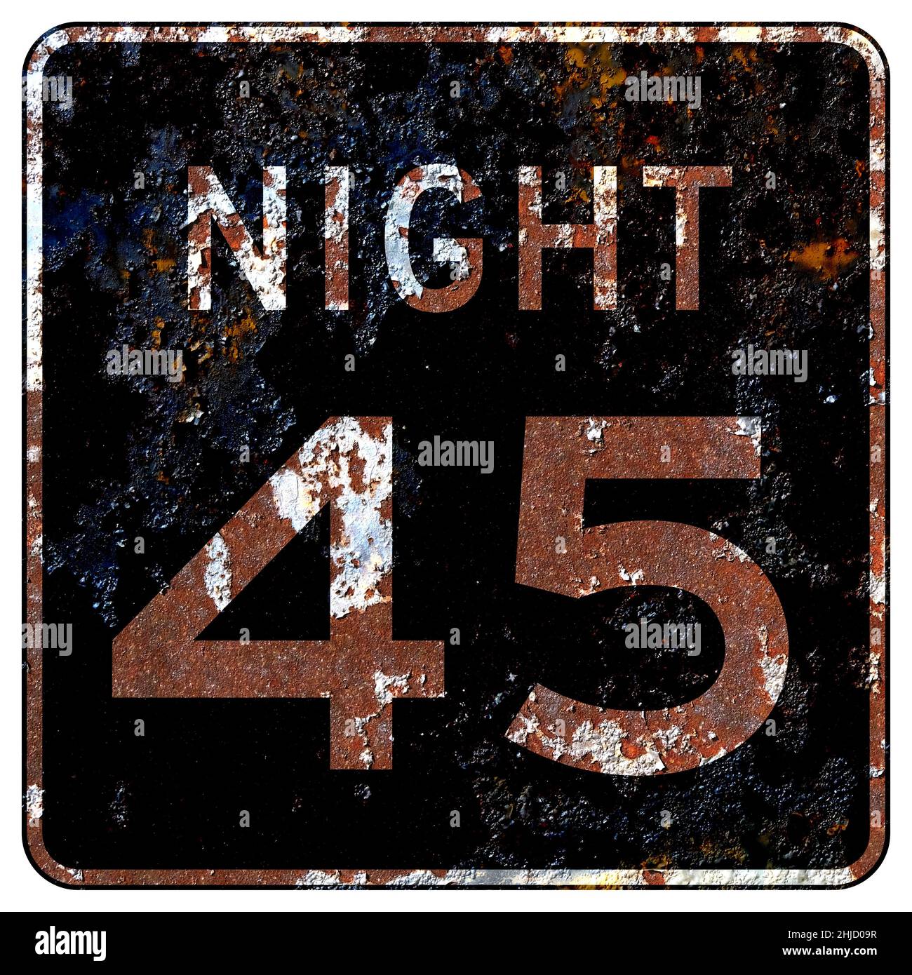 Old rusty American road sign - Night Speed Limit Stock Photo - Alamy
