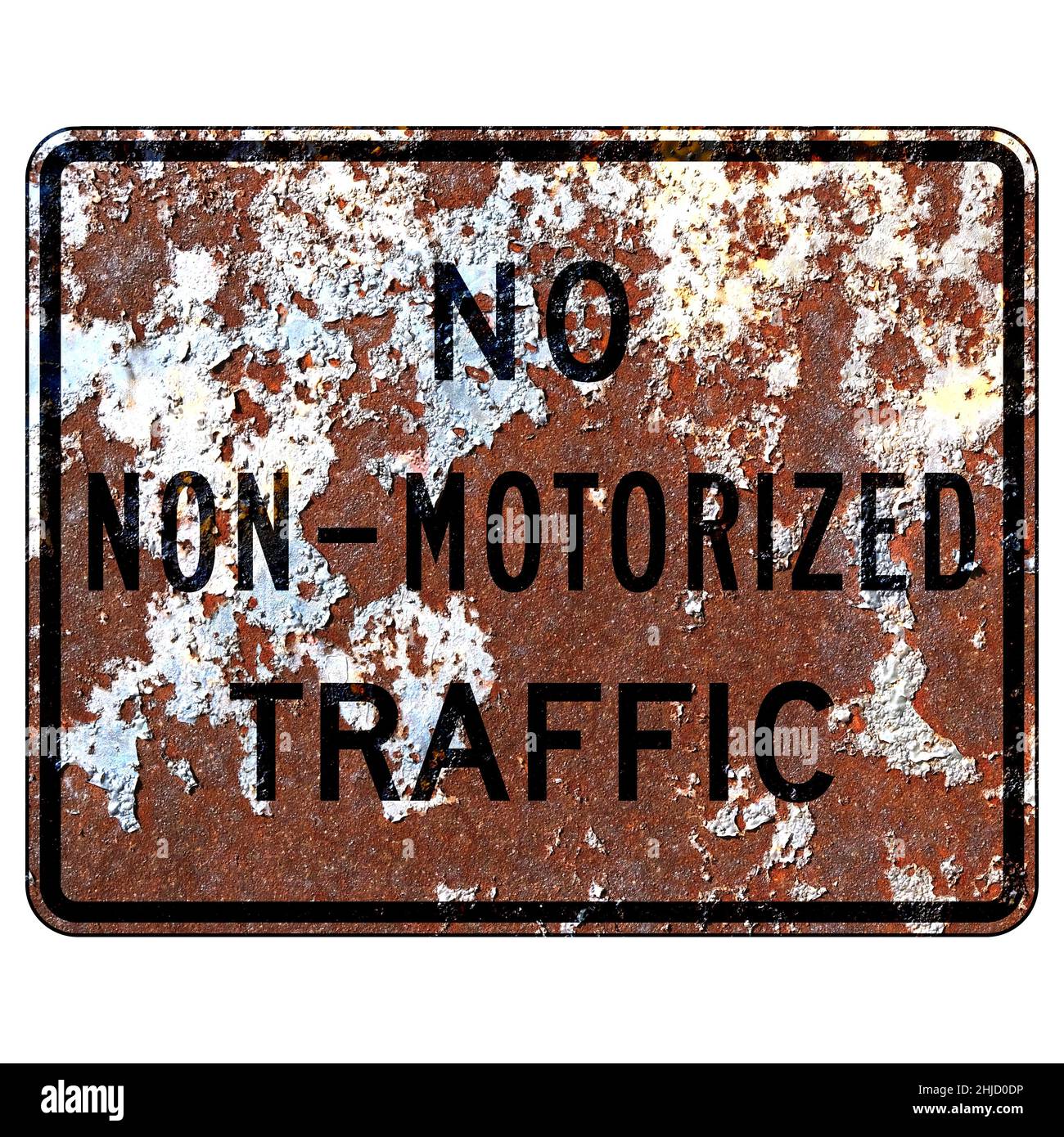 Old rusty American road sign - No Non-motorized Traffic Stock Photo - Alamy