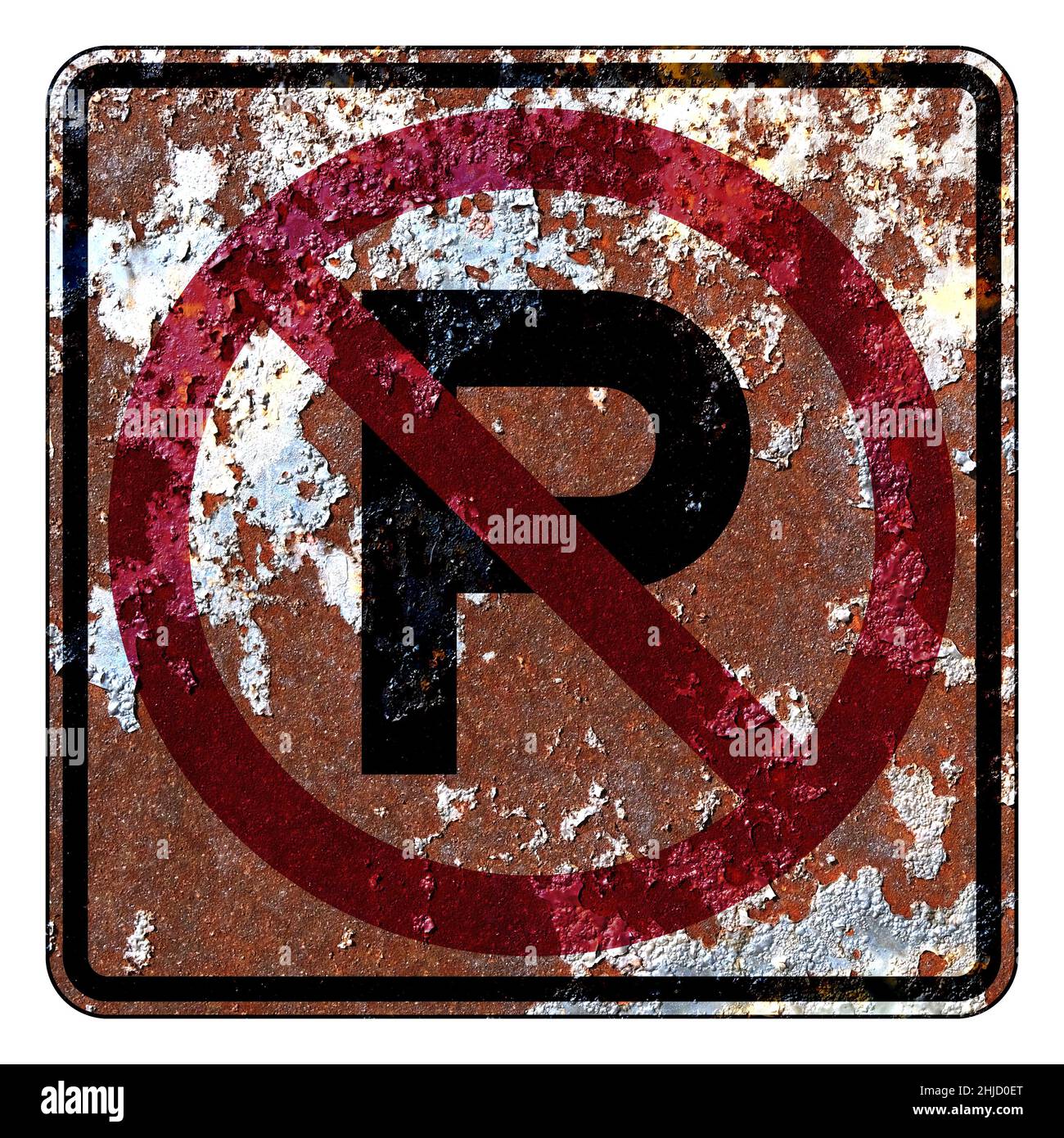 Old rusty American road sign - No parking Stock Photo - Alamy