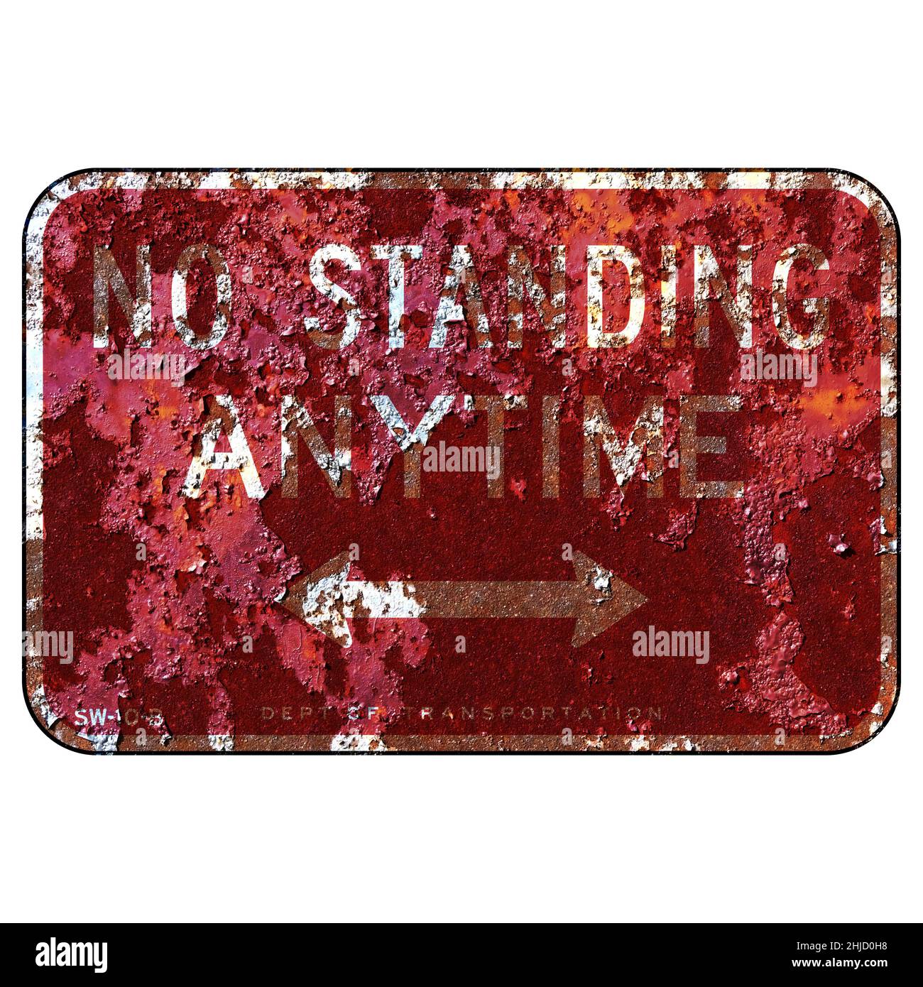 Old rusty American road sign - No standing any time, New York City ...