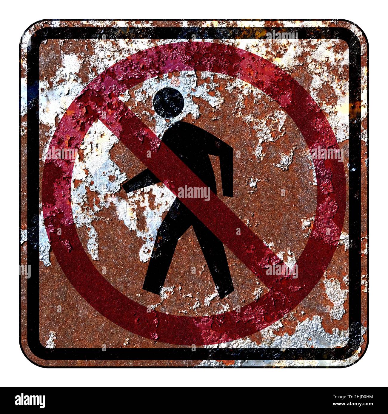 Old rusty American road sign - No pedestrian crossing Stock Photo - Alamy