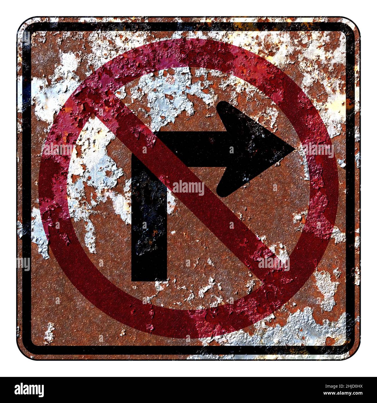 Old rusty American road sign - No Right Turn Stock Photo - Alamy