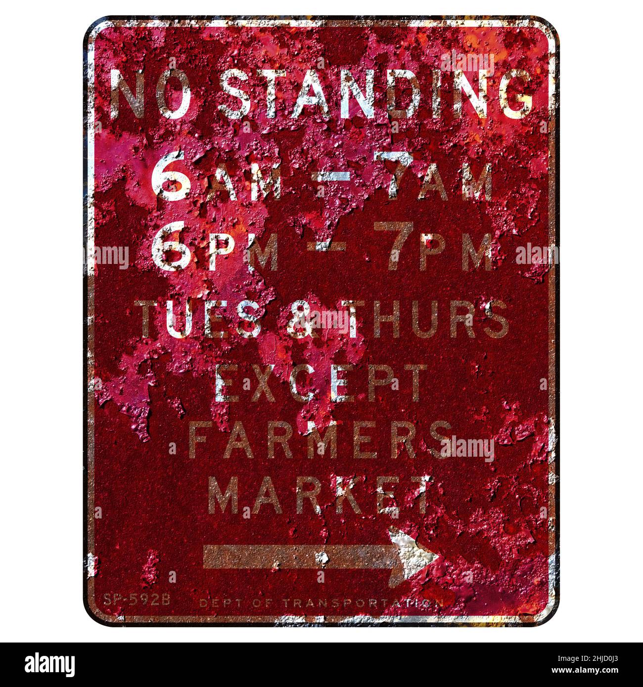 Old rusty American road sign - No standing with time restrictions, New ...