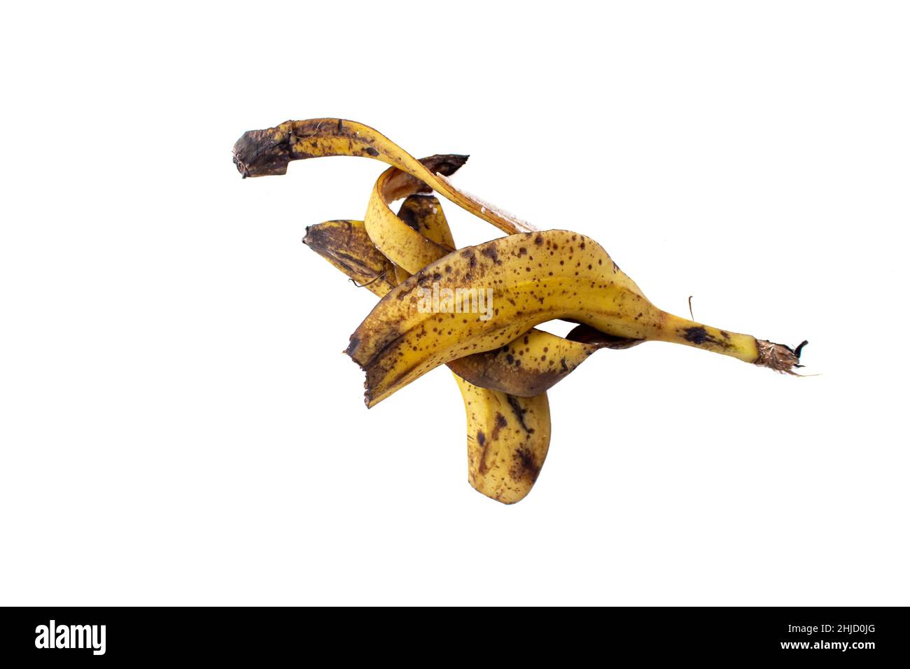 Banana peel isolated, top view of banana peel on white background Stock ...