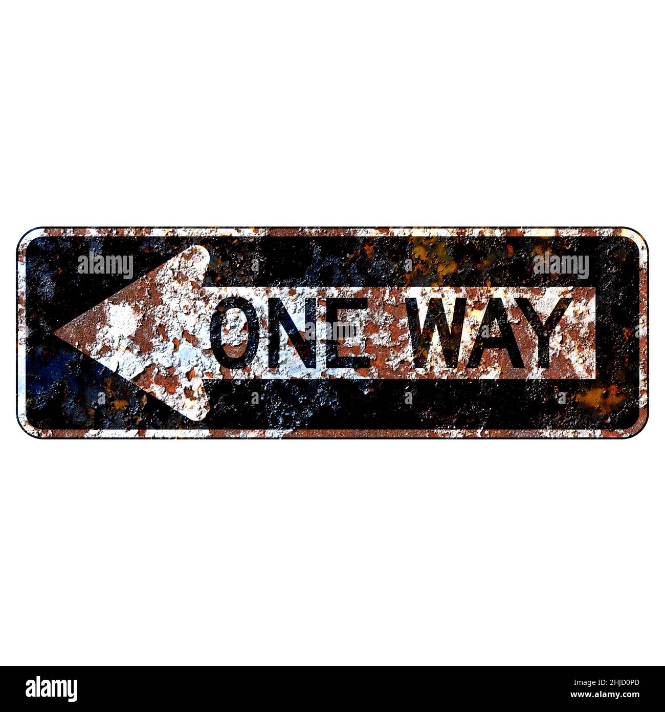 Old rusty American road sign - One Way Stock Photo - Alamy