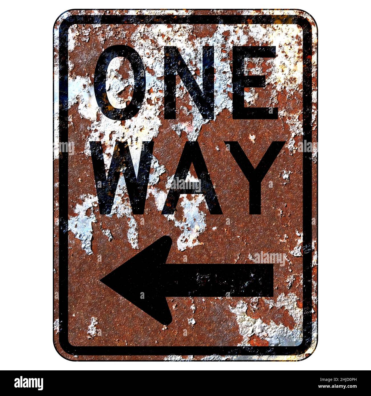 Old rusty American road sign - One Way, alternate Stock Photo - Alamy