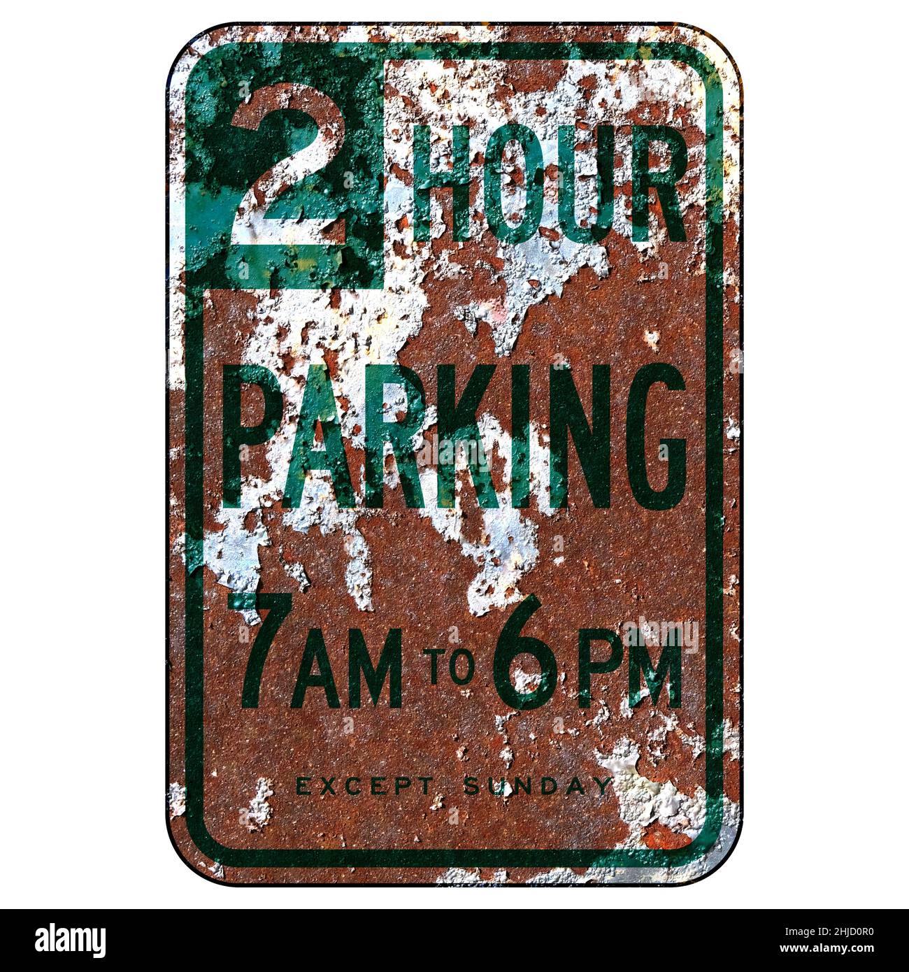 Old rusty American road sign - Parking with time restrictions ...