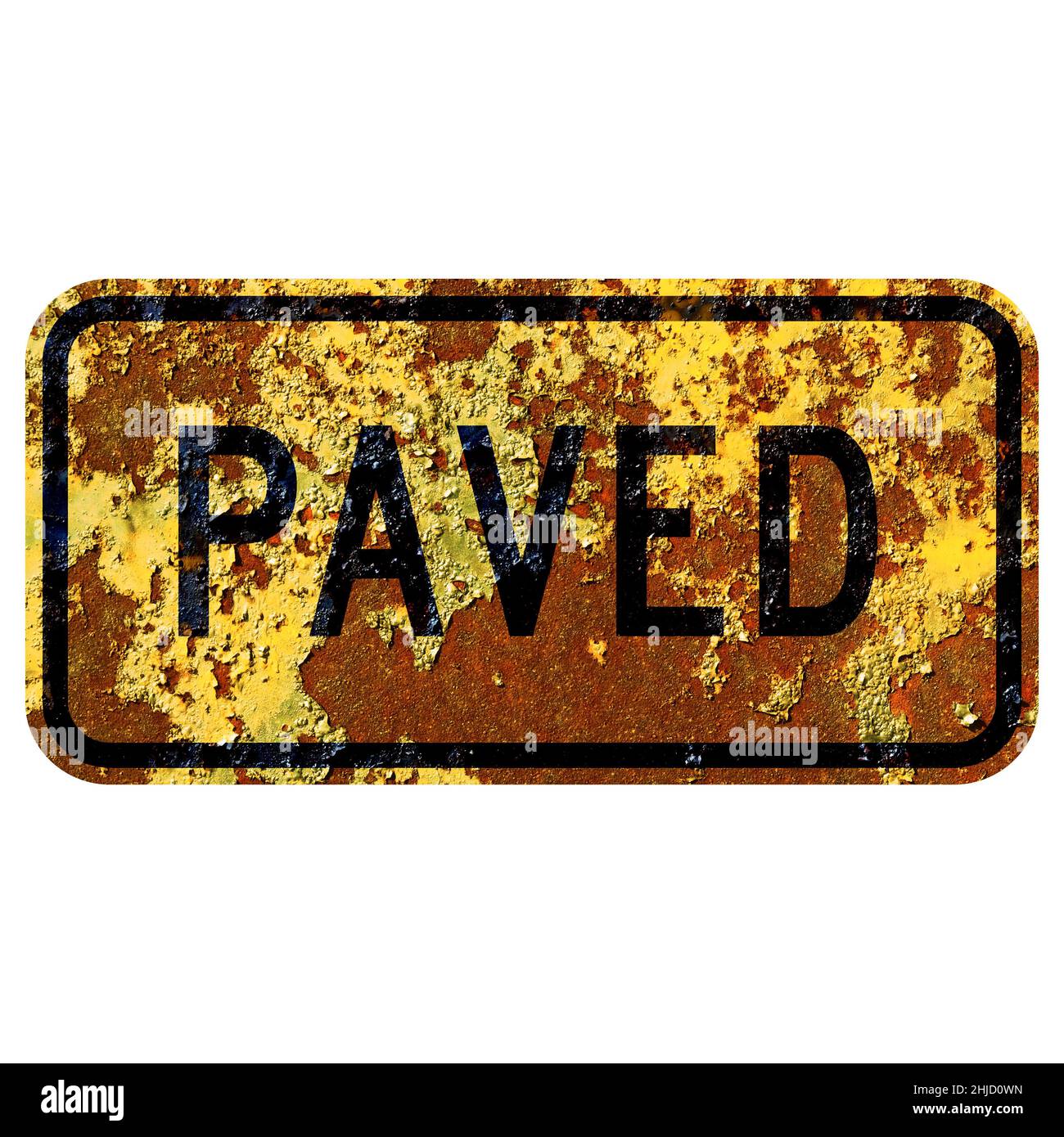 Old rusty American road sign - Paved Stock Photo - Alamy