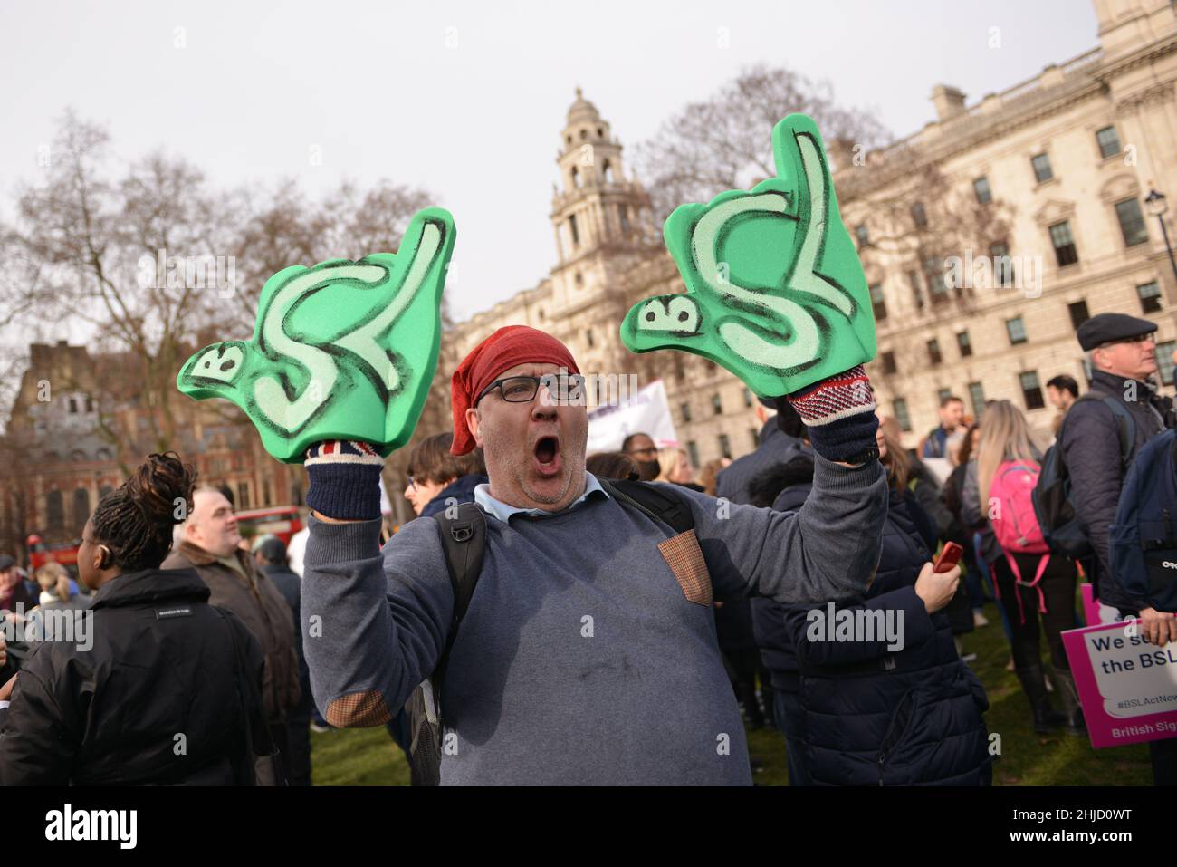 London, England, UK. 28th Jan, 2022. Demonstrator showing his support ...