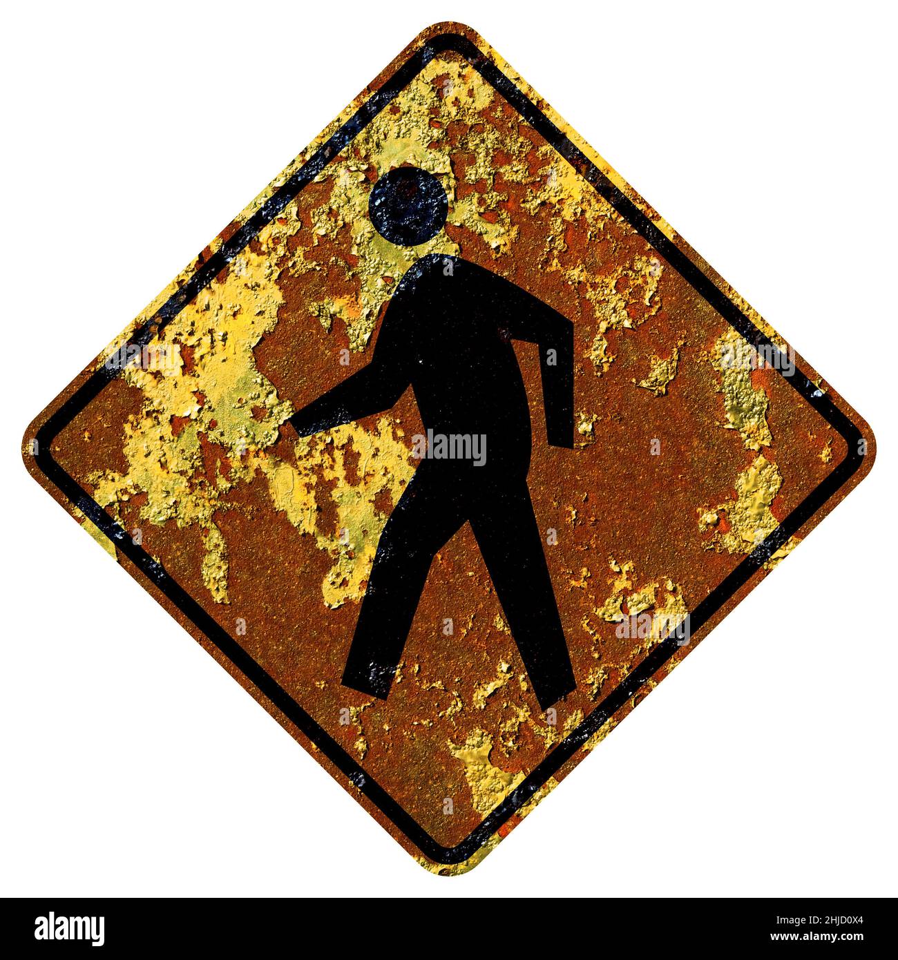 Old rusty American road sign - Pedestrian crossing Stock Photo - Alamy