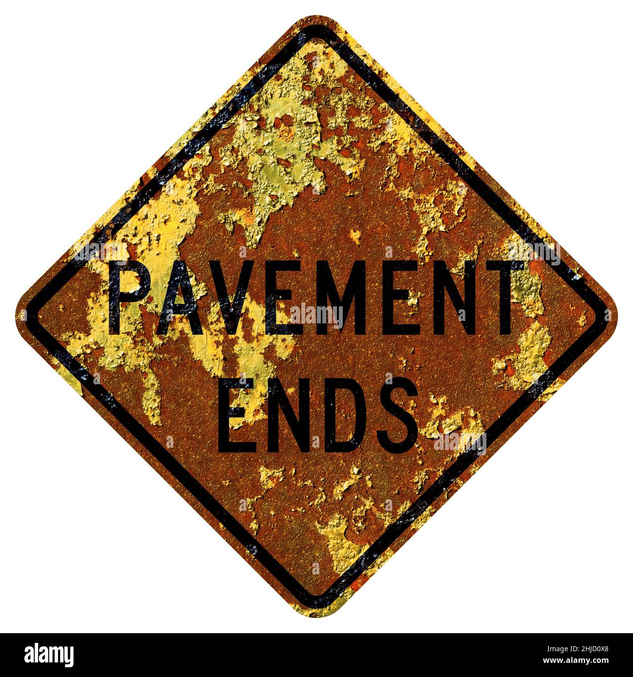 Old rusty American road sign - Pavement ends Stock Photo - Alamy