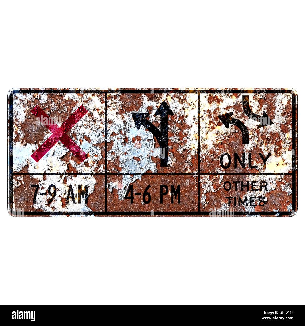 Old rusty American road sign - Reversible Lane control Stock Photo - Alamy