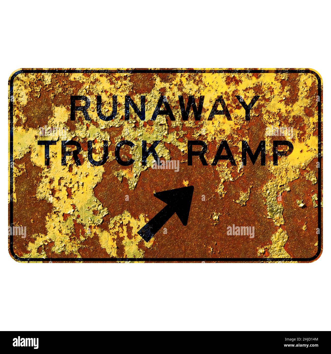 Old rusty American road sign - Runaway truck ramp (exit Stock Photo - Alamy