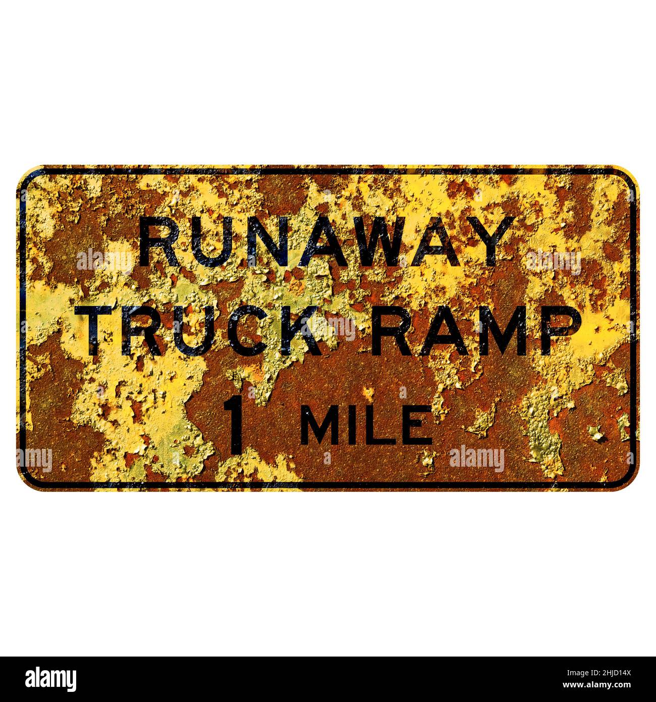 Old rusty American road sign - Runaway truck ramp Stock Photo - Alamy