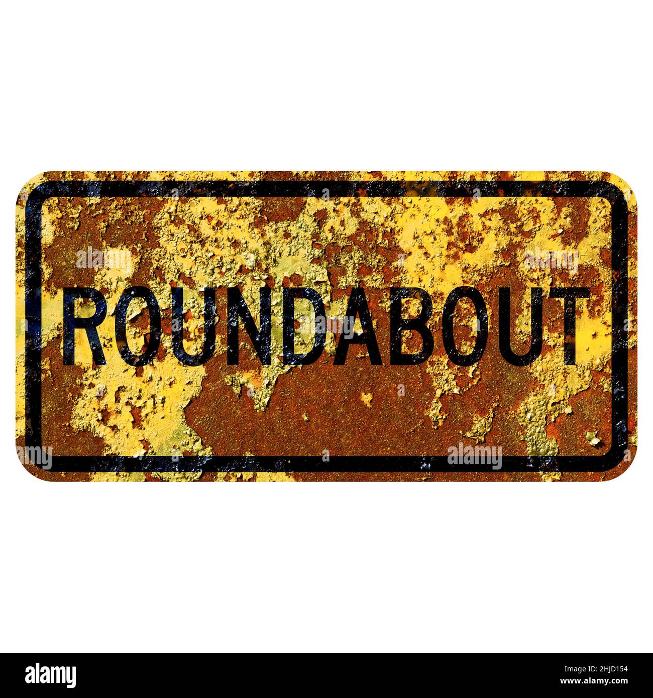 Old rusty American road sign - Roundabout Stock Photo - Alamy