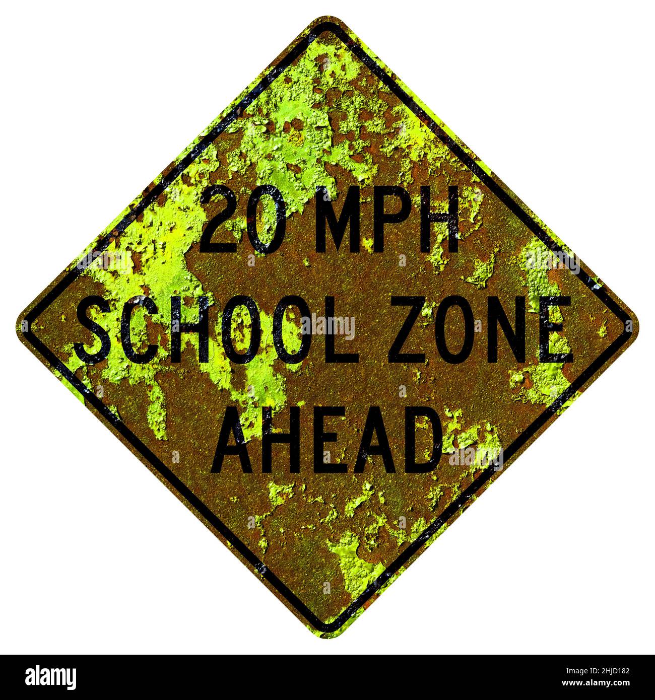 Old rusty American road sign - School Speed zone ahead Stock Photo - Alamy