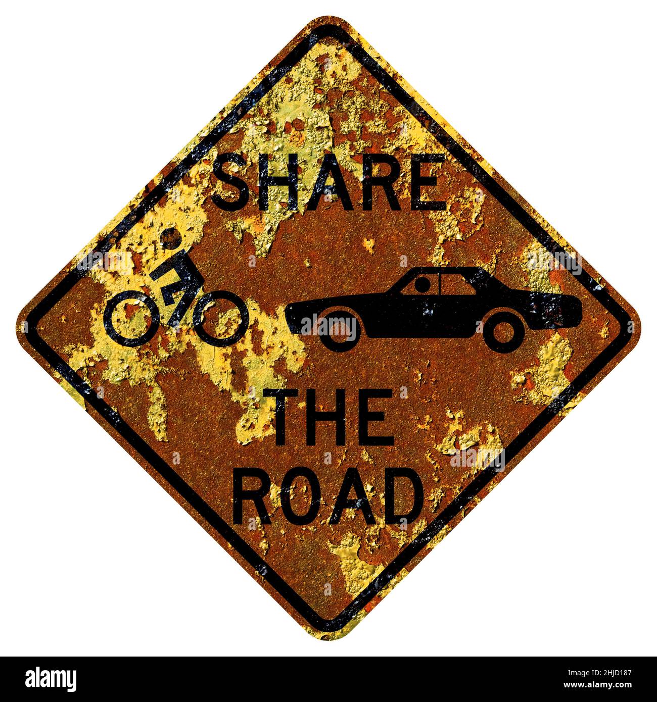 Old rusty American road sign - Share the road, Pennsylvania Stock Photo ...