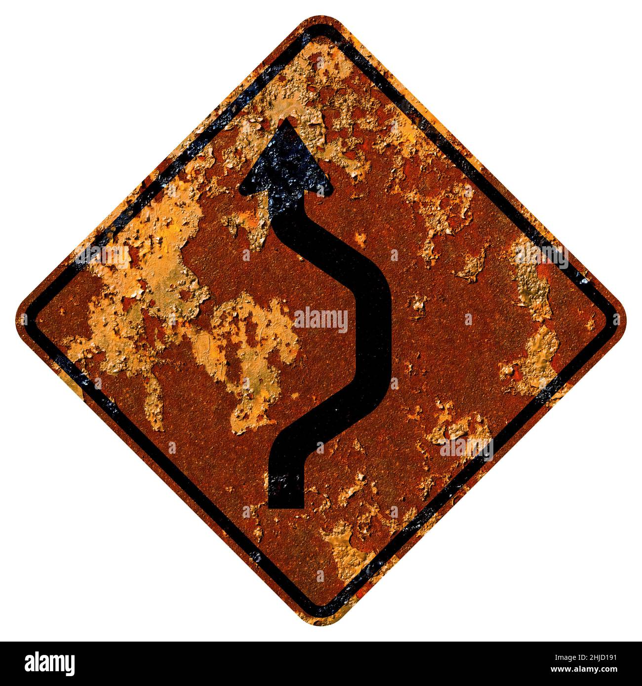 Old rusty American road sign - Single Lane Shift Pair Stock Photo - Alamy