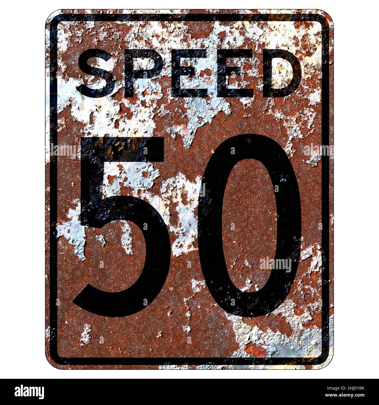 Old rusty American road sign - Speed limit Oregon Stock Photo - Alamy
