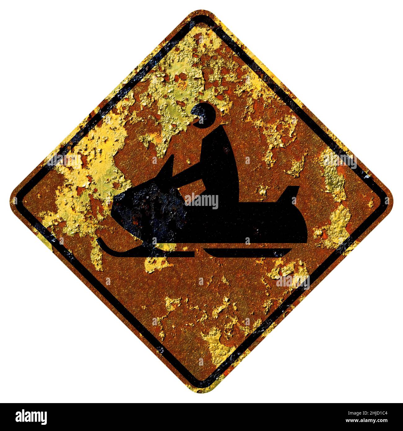 Old rusty American road sign - Snowmobile Stock Photo - Alamy