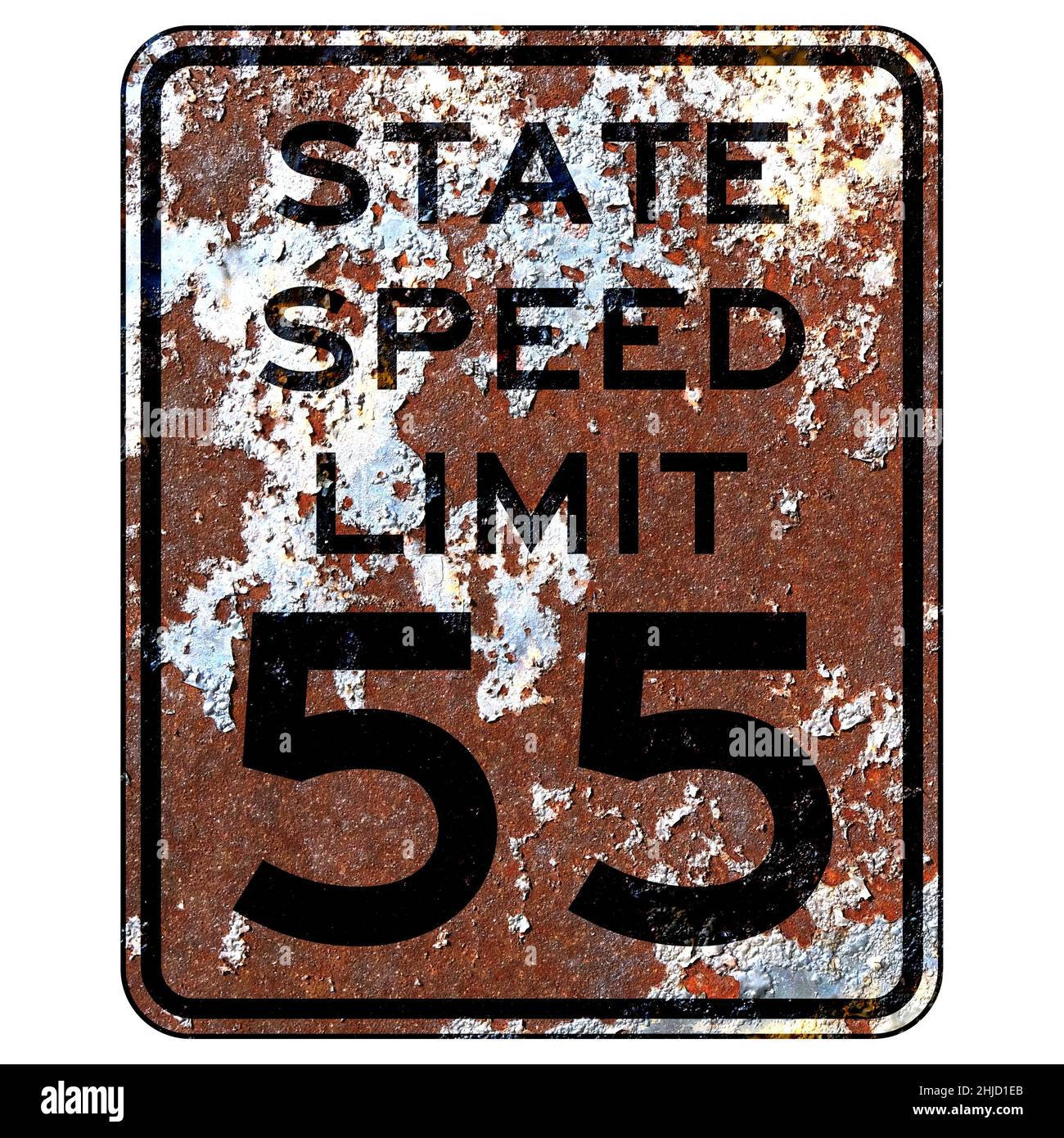 Old rusty American road sign - State speed limit New York Stock Photo ...