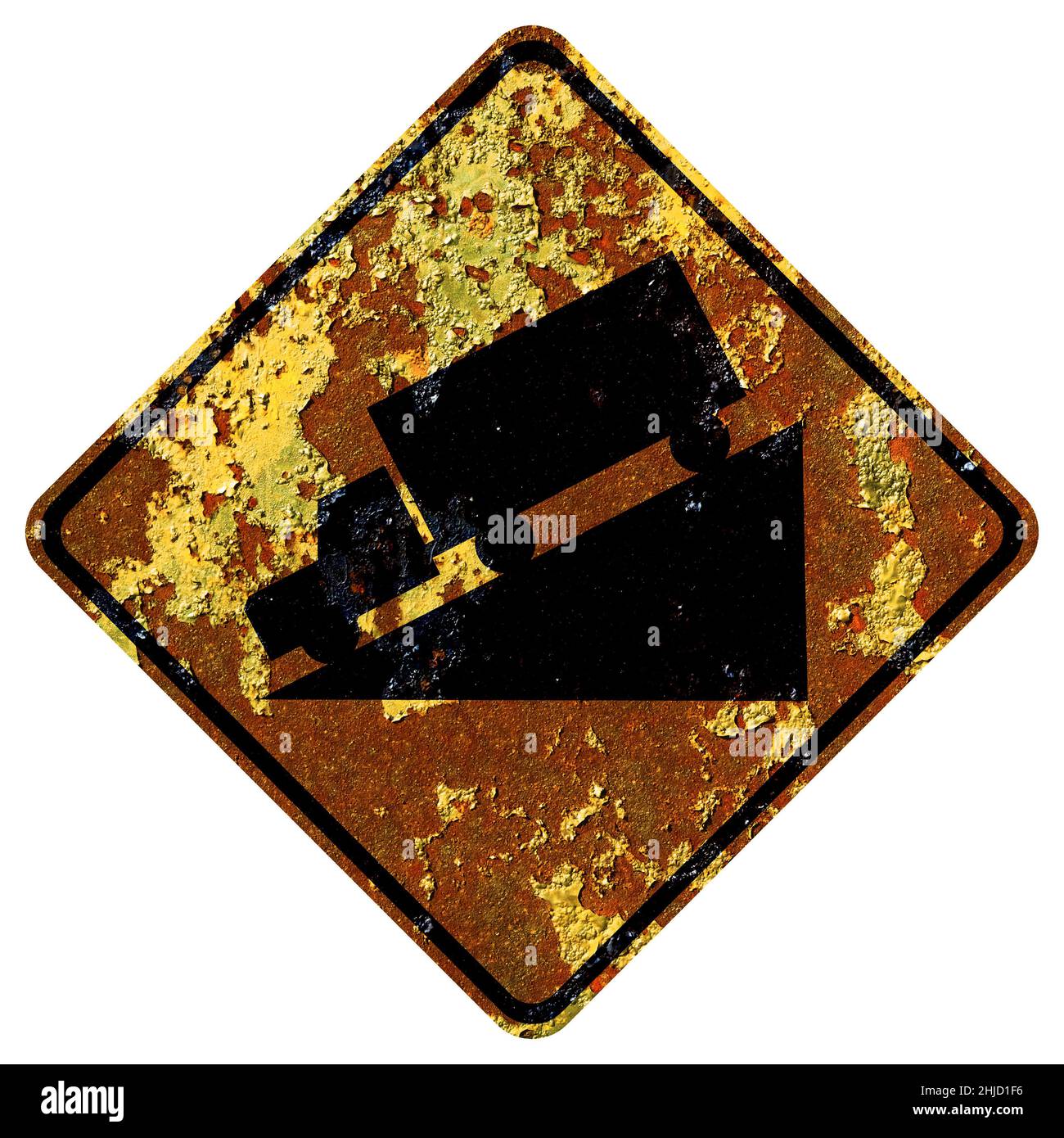Old rusty American road sign - Steep grade hill Stock Photo - Alamy