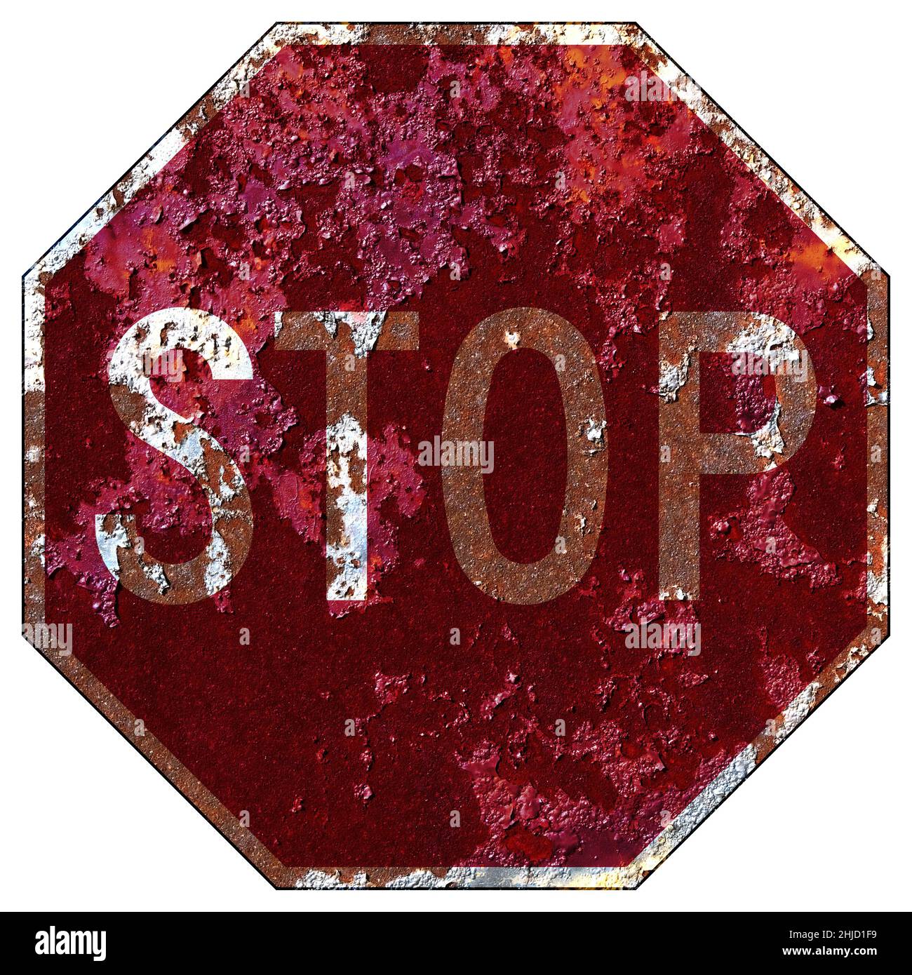 Old rusty American road sign - Stop Stock Photo - Alamy