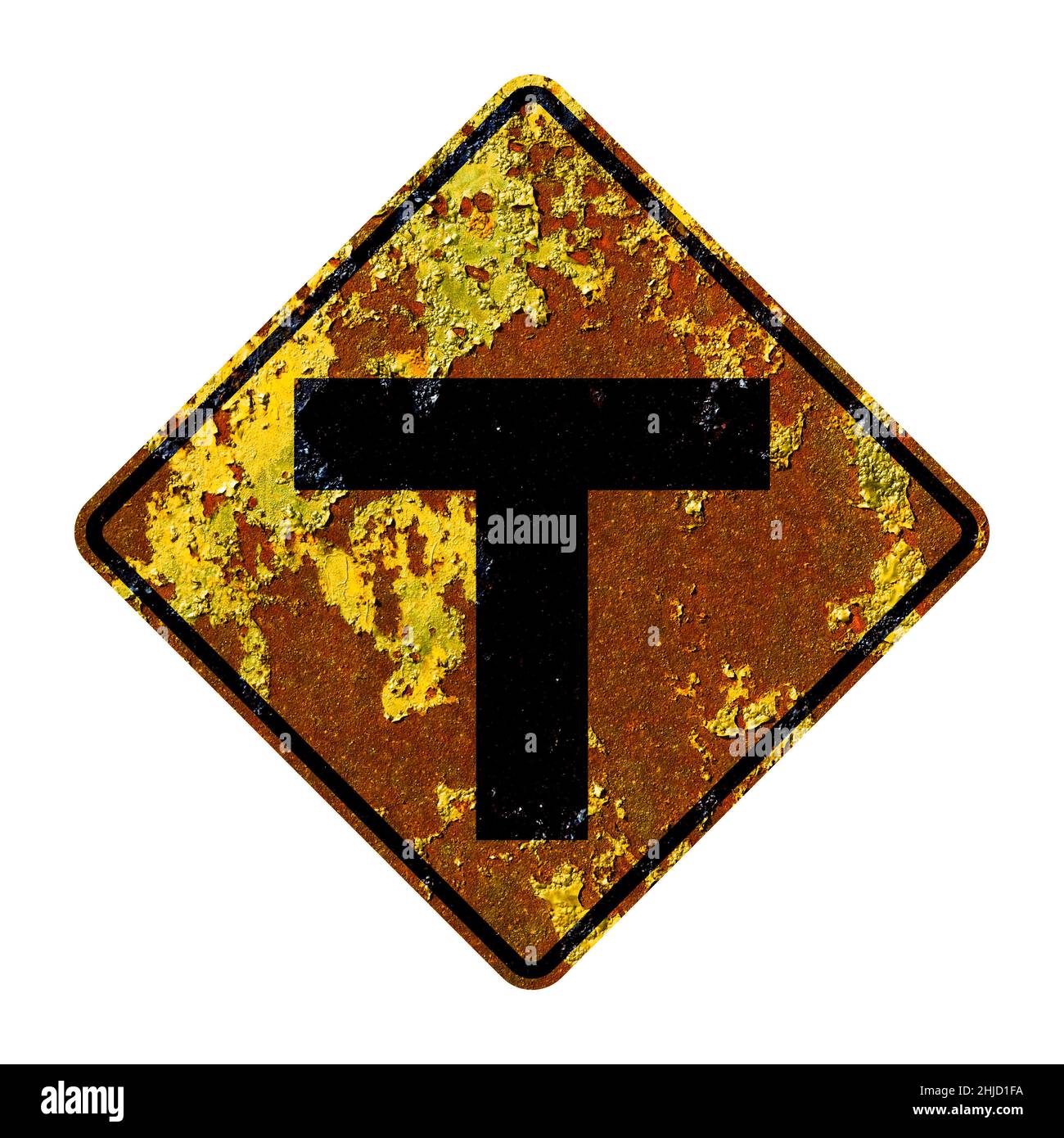 Old rusty American road sign - T roads Stock Photo - Alamy