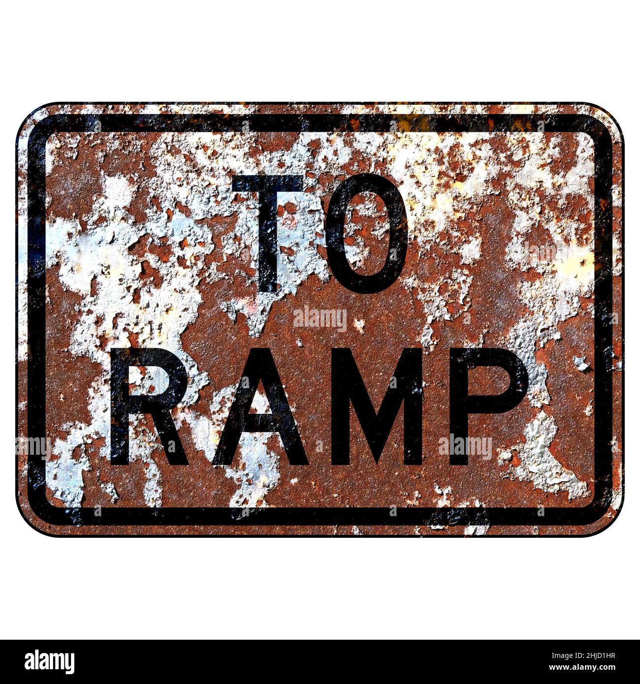 Old rusty American road sign - To ramp Stock Photo - Alamy