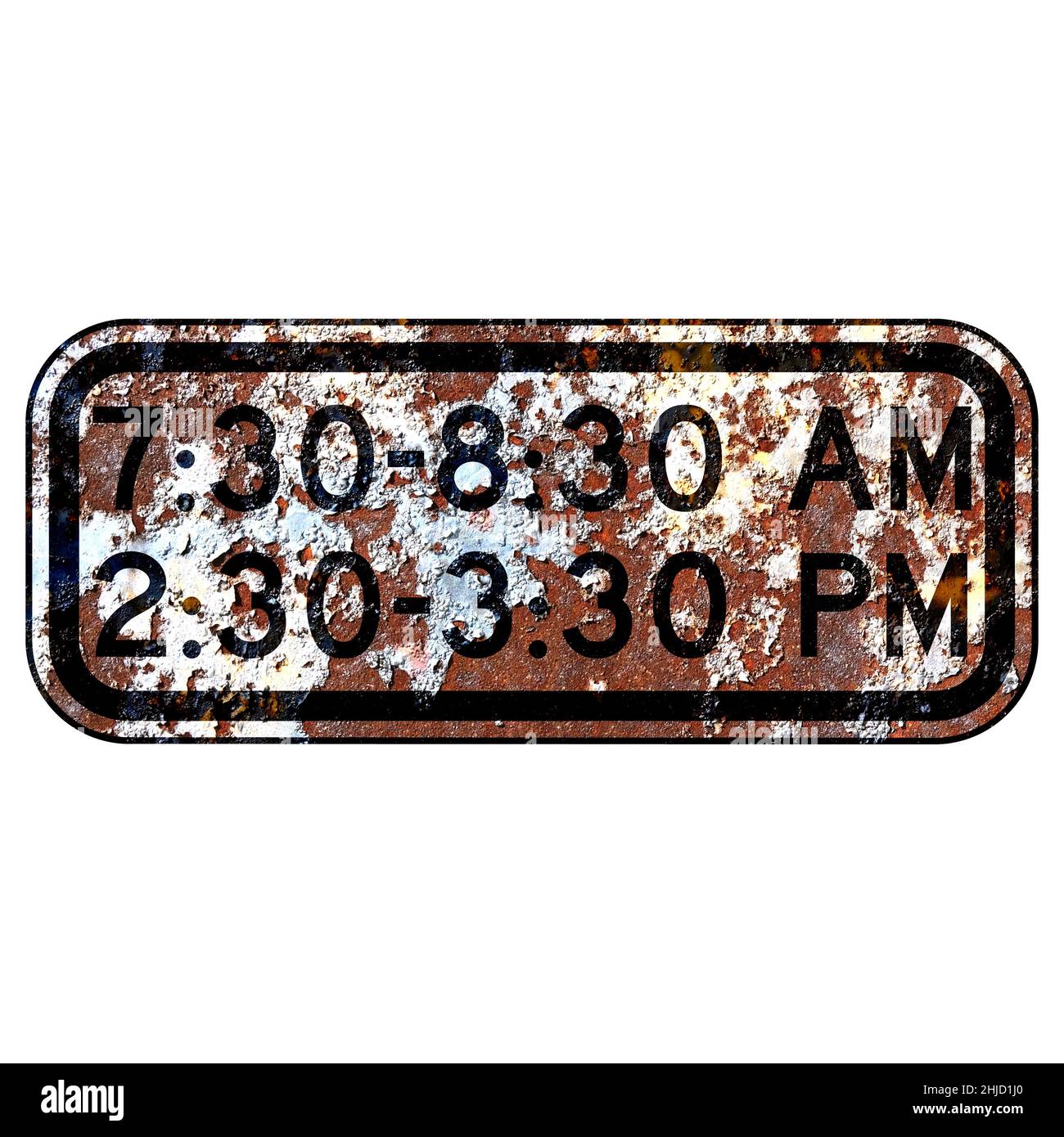 Old rusty American road sign - Time of Day Stock Photo - Alamy