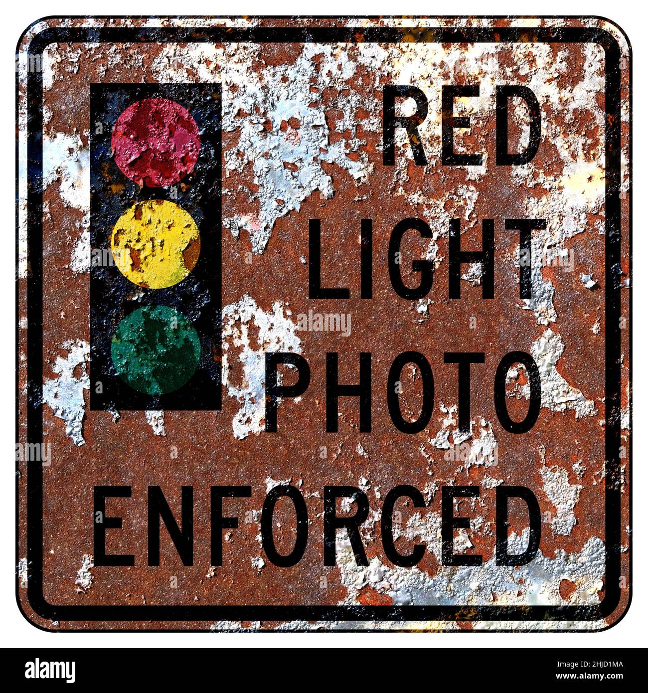 Old rusty American road sign - Traffic signal photo enforced, Delaware ...