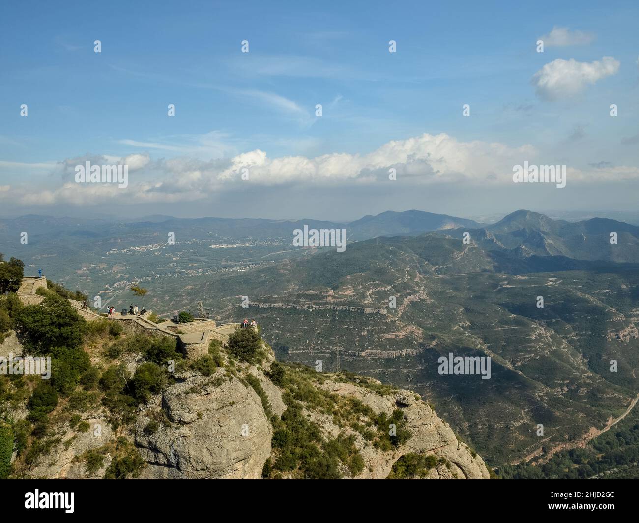 beautiful panoramic mountain scenery, distant cloudy horizon, stones in ...