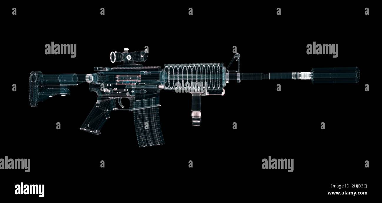 Submachine Gun Hologram. Weapon and Technology Concept Stock Photo - Alamy
